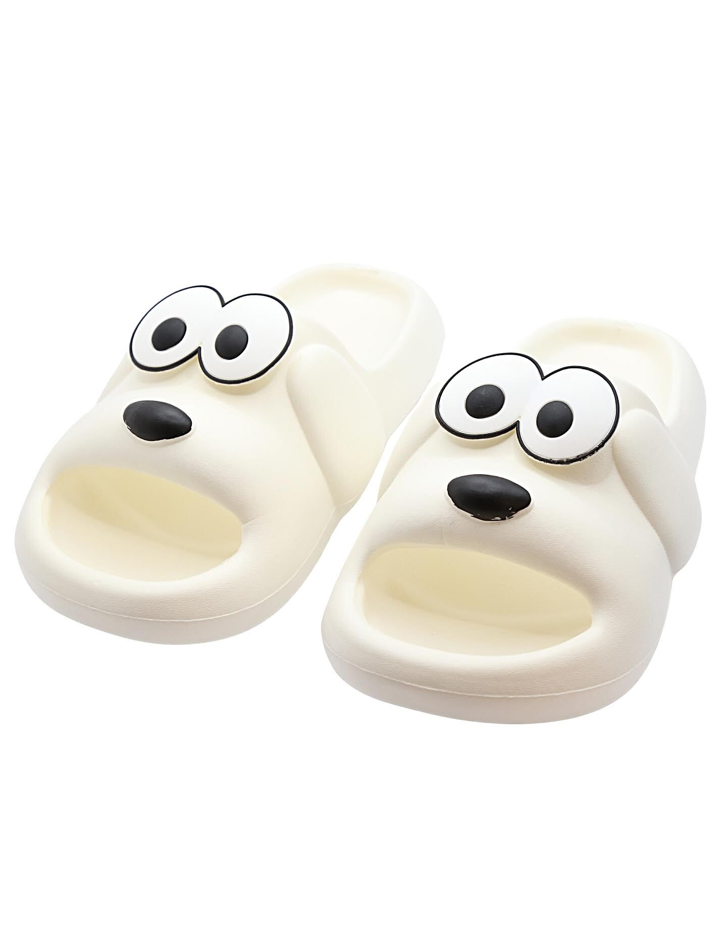 Women’s and men’s cute puppy dog slides available in white | Kinki Gerlinki